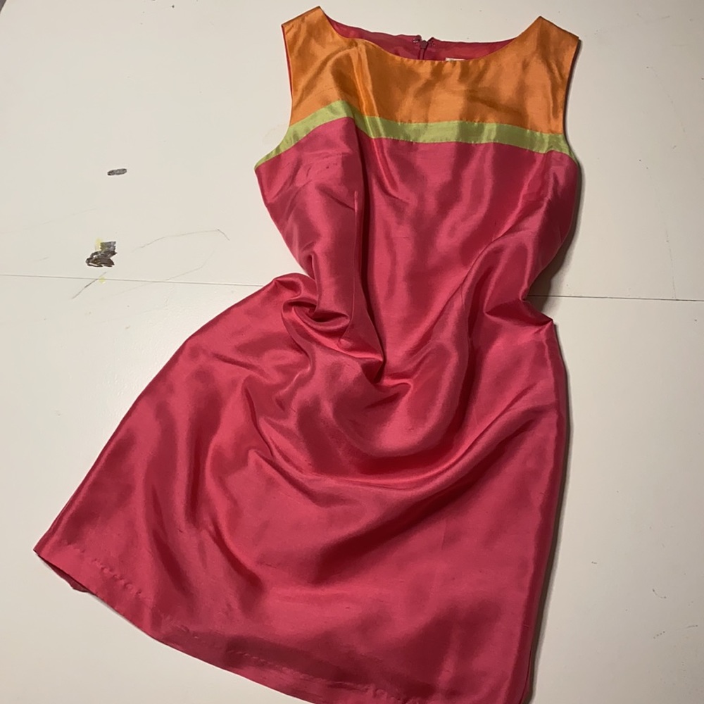 Vintage Silk 1960s Colorblock Mini Dress - Gem